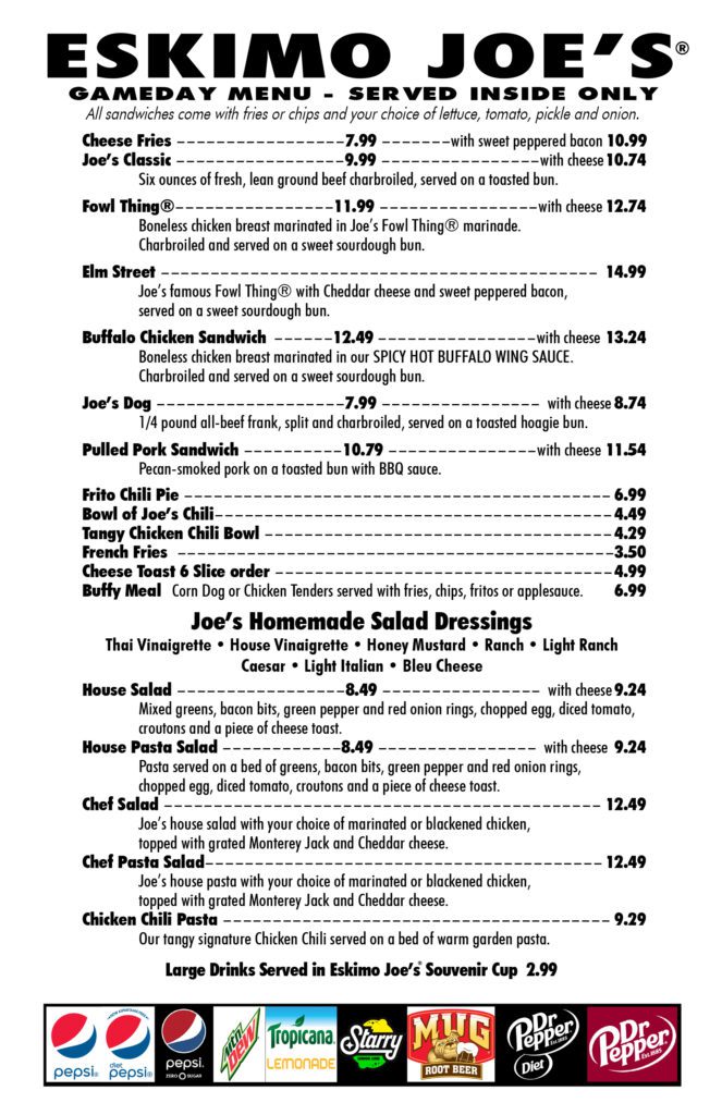 Game Day Menu | Eskimo Joe's